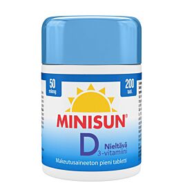 Minisun D-vitamiini 50 mikrog nieltävä 200 kpl | Ya.fi