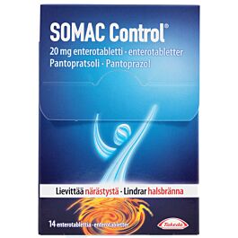 SOMAC CONTROL 20 mg OHUTSUOLESSA HAJOAVA TABLETTI TASKUPAKKAUS 14 fol ...