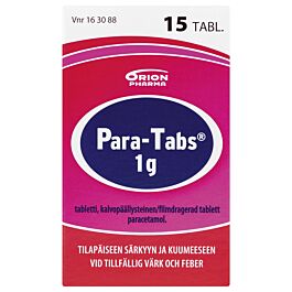 PARA-TABS 1000 mg KALVOPÄÄLLYSTEINEN TABLETTI 15 kpl | Yliopiston Apteekki