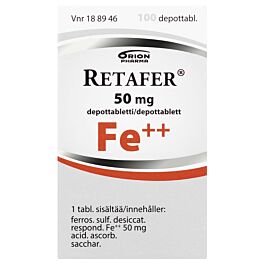RETAFER 50 mg PITKÄVAIKUTTEINEN TABLETTI 100 kpl | Yliopiston Apteekki