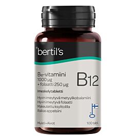 BERTIL'S VITAMIN B12-VITAMIINI+FOLAATTI 100 KPL | Yliopiston Apteekki