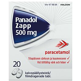 PANADOL ZAPP 500 mg KALVOPÄÄLLYSTEINEN TABLETTI 20 fol | Yliopiston ...